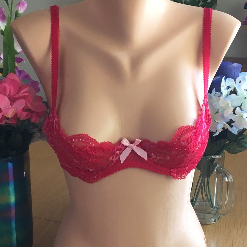 Agent Provocateur 32b L'agent Red Sheer Lace Bra - Gem